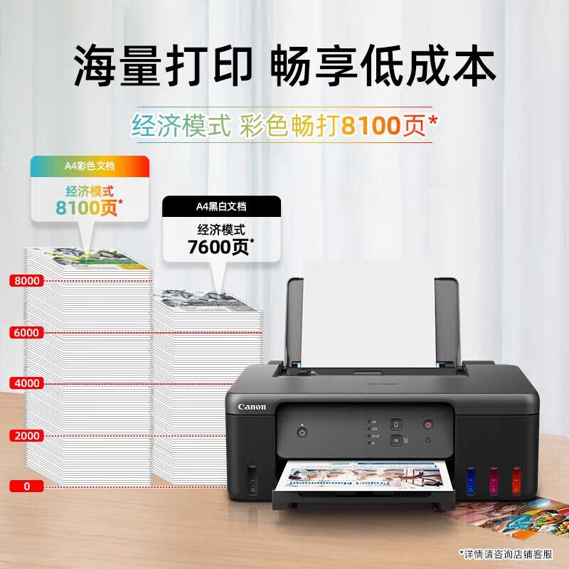 佳能（Canon）G1810/G1831/G1830打印原装连供办公彩色照片加墨式高容量家庭作业文档 G1831【官方标配/单功能打印机】大墨仓-新上市 - 企采镖